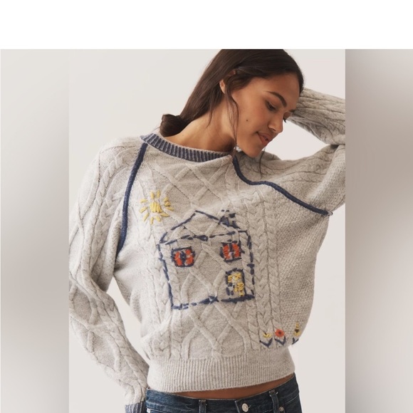 Pilcro | Sweaters | Pilcro Gray Cable Knit Sweater With Colorful ...